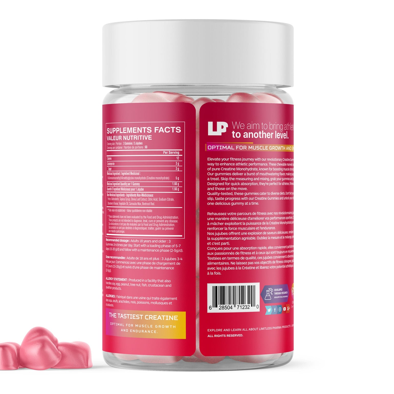 Limitless Pharma Creatine Gummies (180 Gummies) – Vita Plus Canada
